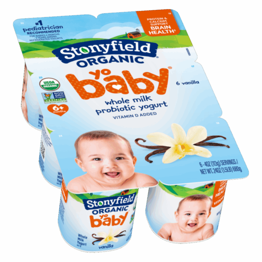 Stonyfield Organic YoBaby Whole Milk Baby Yogurt Cups, Vanilla, 6 Ct ...