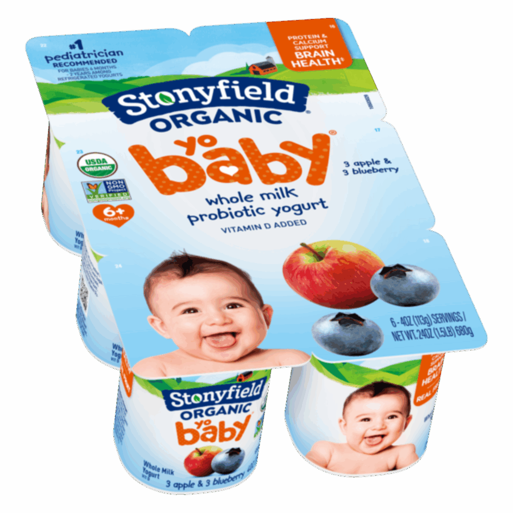 Stonyfield Organic YoBaby Whole Milk Baby Yogurt Cups, Apple ...