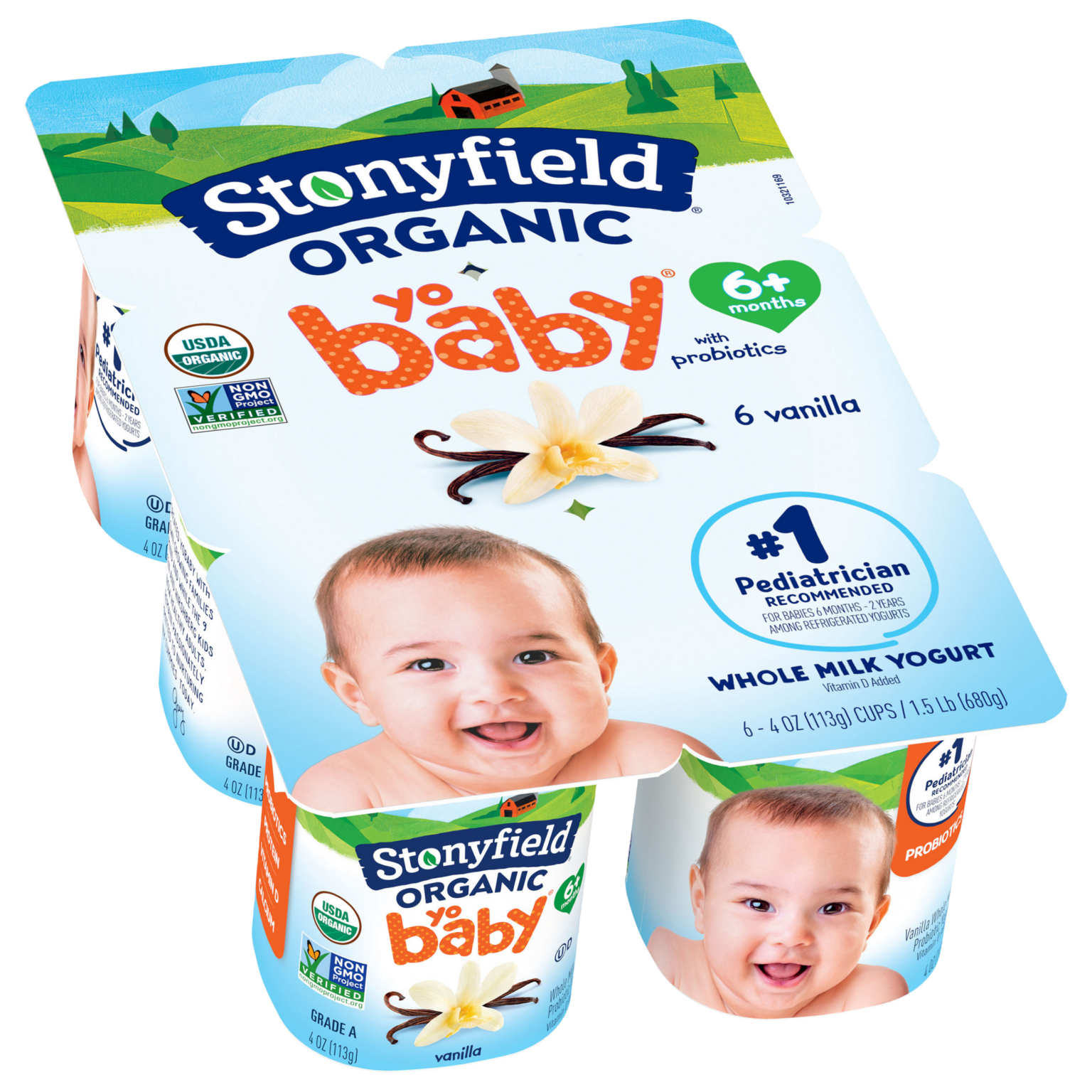 Stonyfield Organic YoBaby Whole Milk Baby Yogurt Cups, Plain, 6 Ct ...